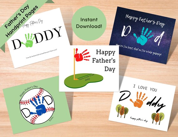 Printable Father's Day Handprint Bundle Instant Download | Etsy