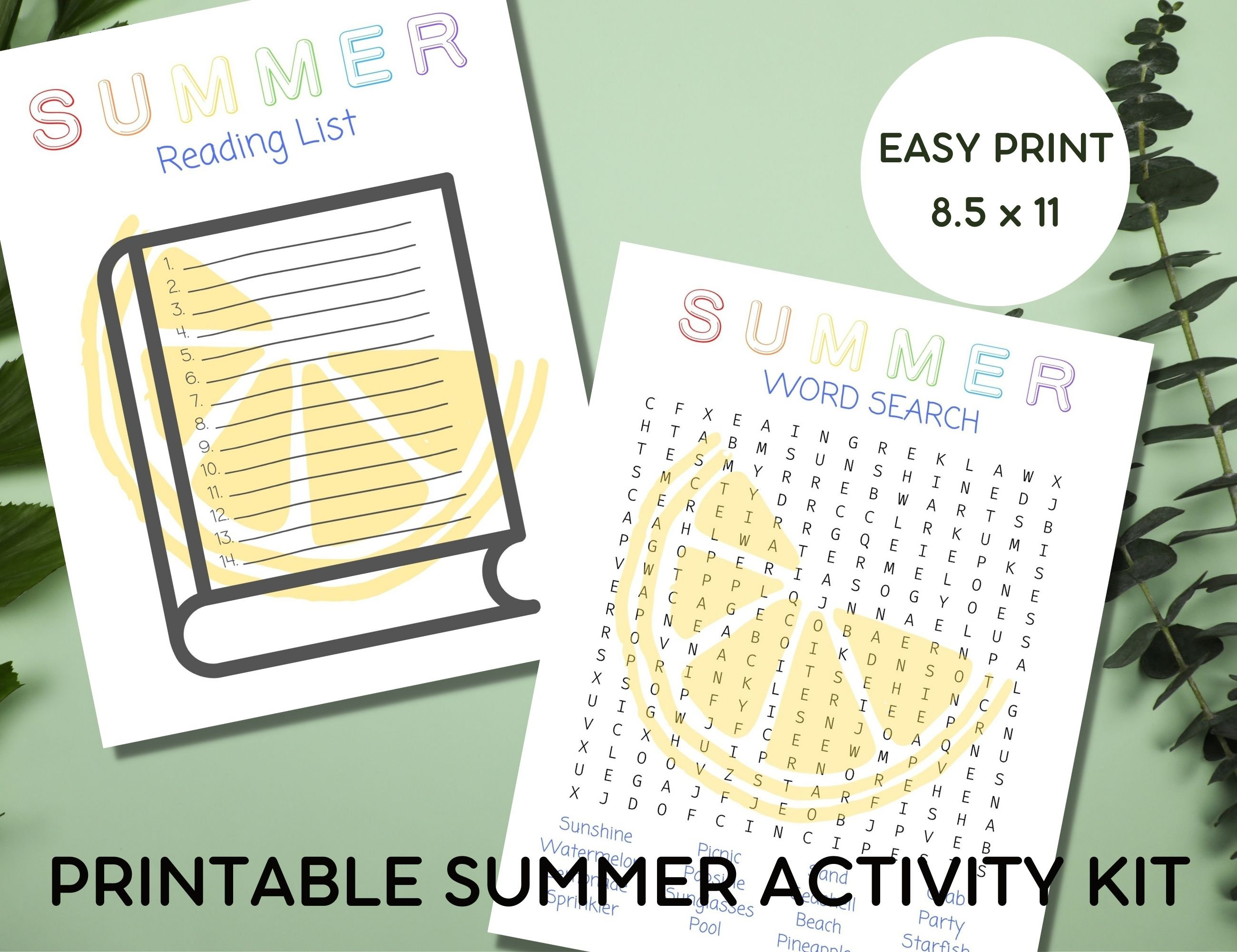 Printable Summer Activity Kit Word Search Word Scramble Calendar ...