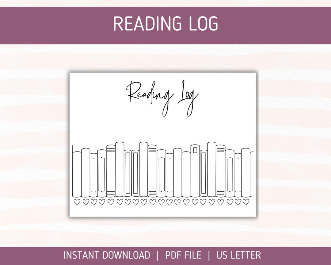Printable Reading Log | Minimalist Book Log | Instant Download Reading ...