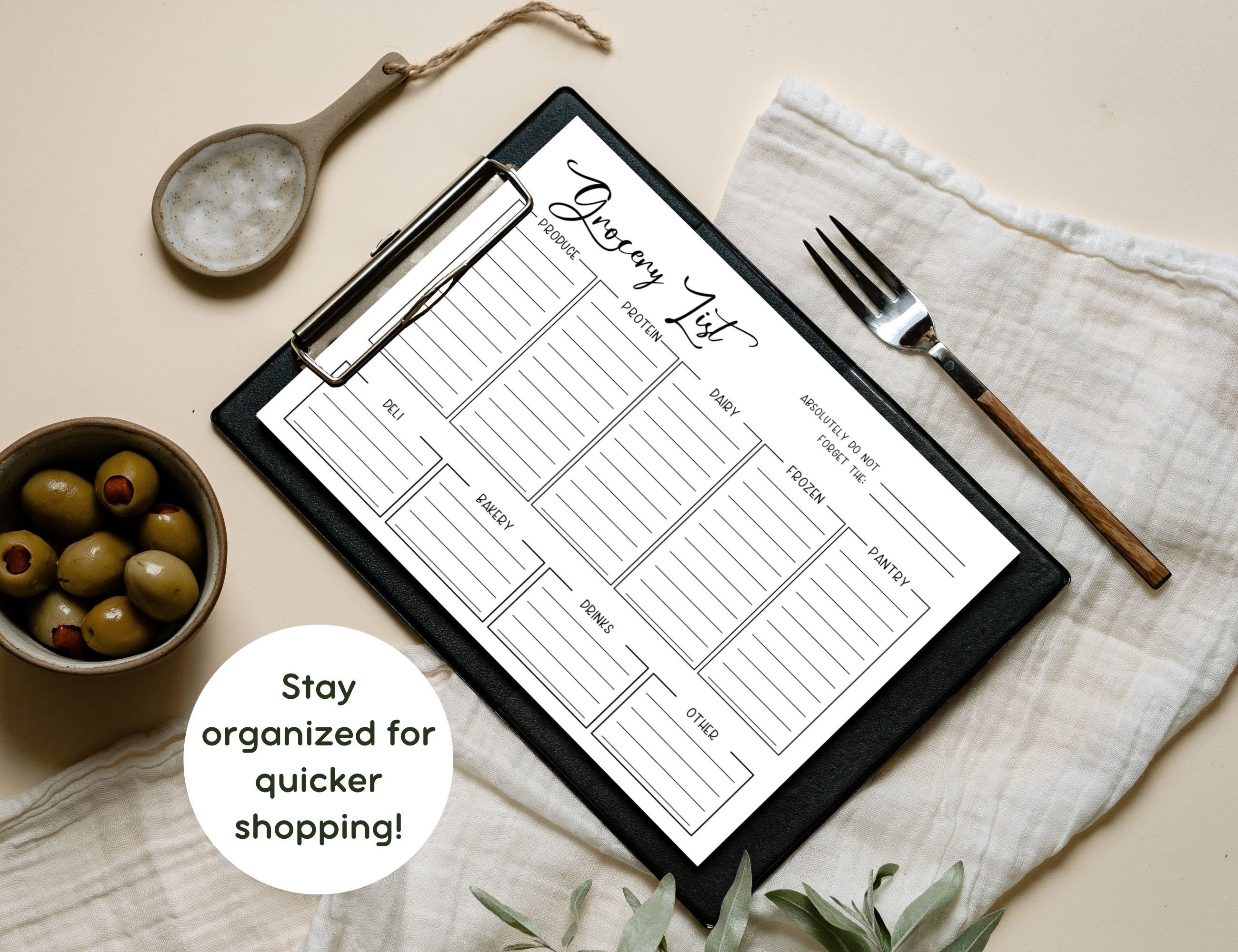 Minimalist Weekly Meal Planner and Grocery Checklist | Printable ...