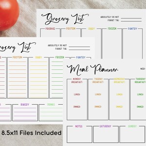 Printable Grocery List and Meal Planner | Minimalist Weekly Meal ...