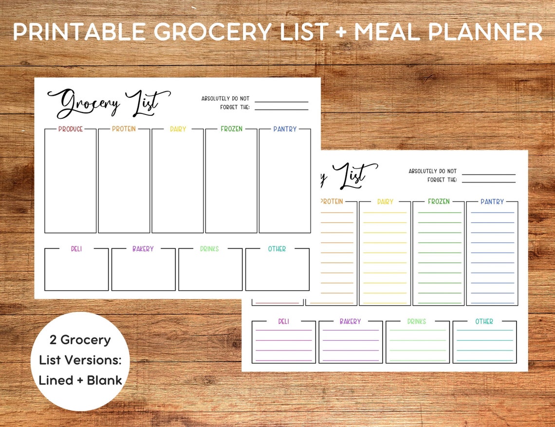 Printable Grocery List and Meal Planner Minimalist Weekly Meal Planner ...