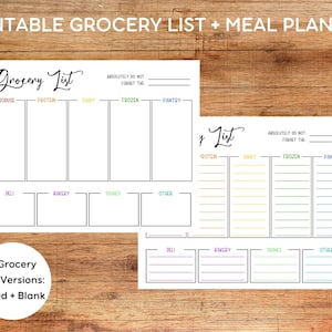 Printable Grocery List and Meal Planner | Minimalist Weekly Meal ...