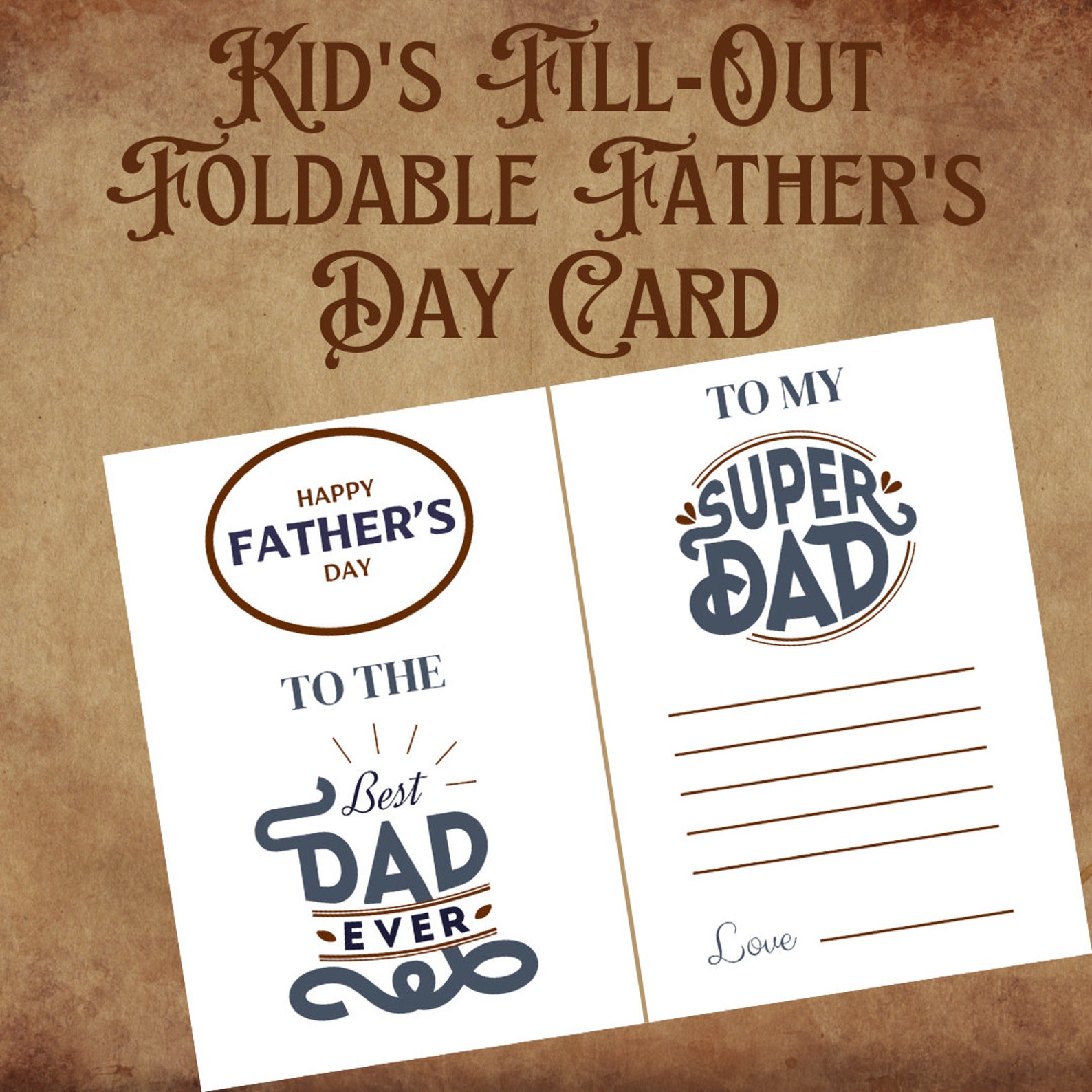 Father's Day Kid's Fill-out Card Printable | Instant Download | Digital ...
