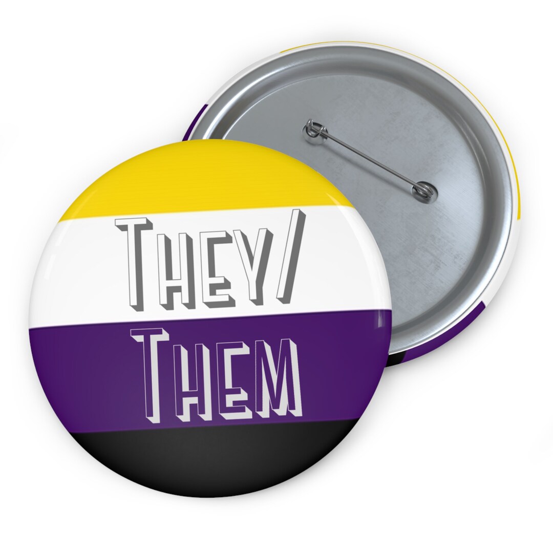 They/them Trans Pride Non-binary Pin Buttons | LGBTQIA+ Pride ...