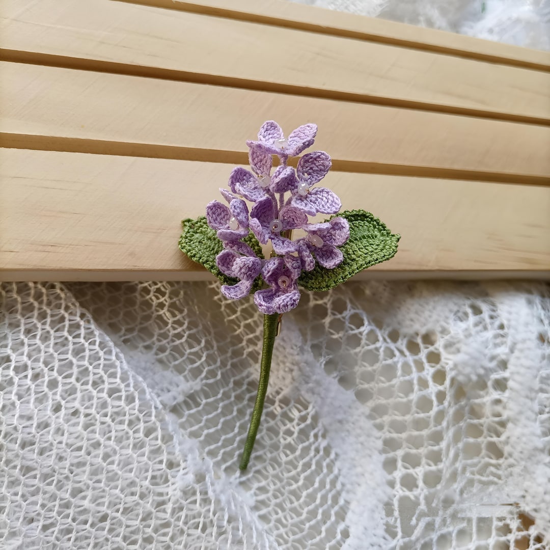 Crochet Lilac Brooch, Purple Flower Crochet Brooch, Lilac Jewelry ...