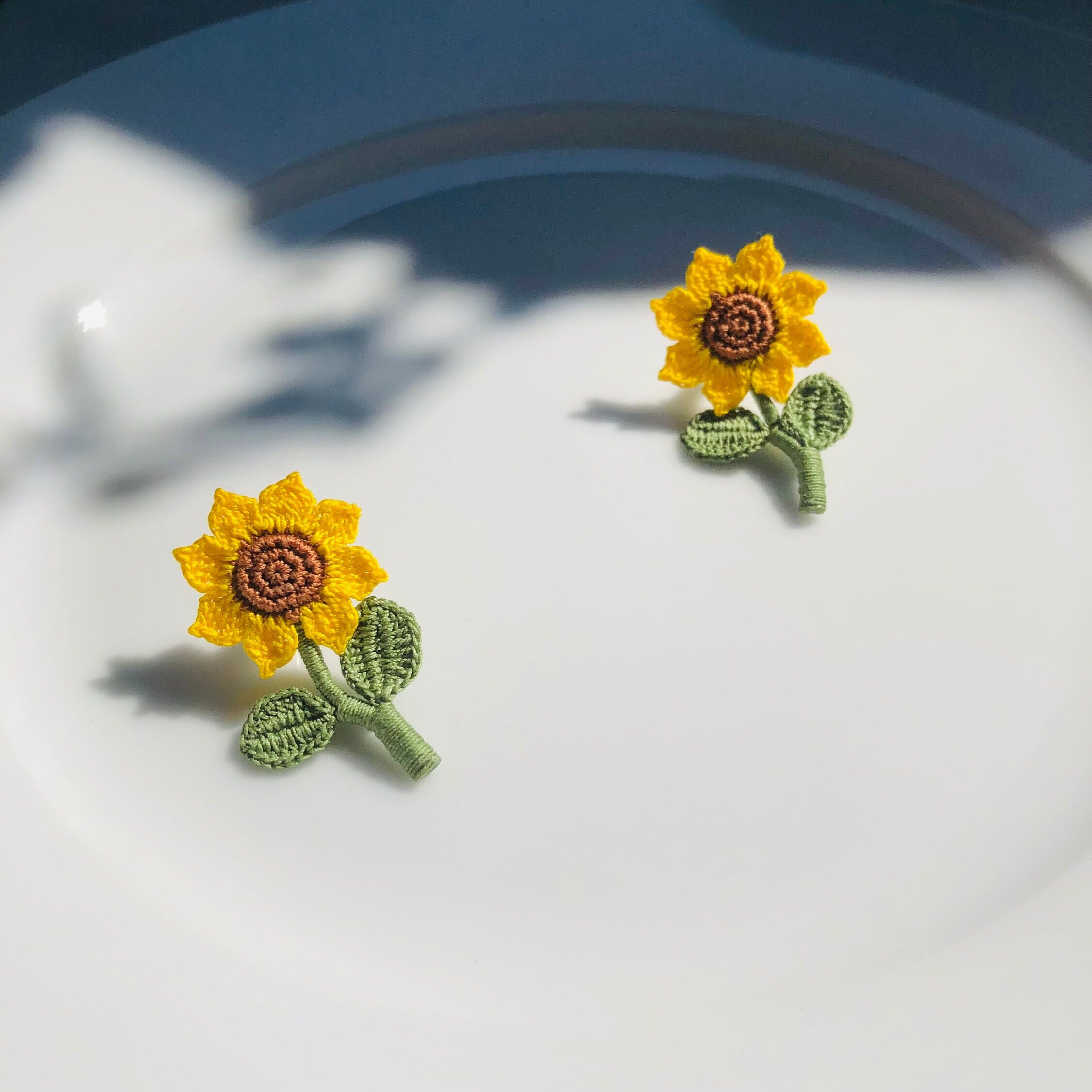 Micro Crochet Daisy Studs Crochet Sunflower Studs Crochet - Etsy