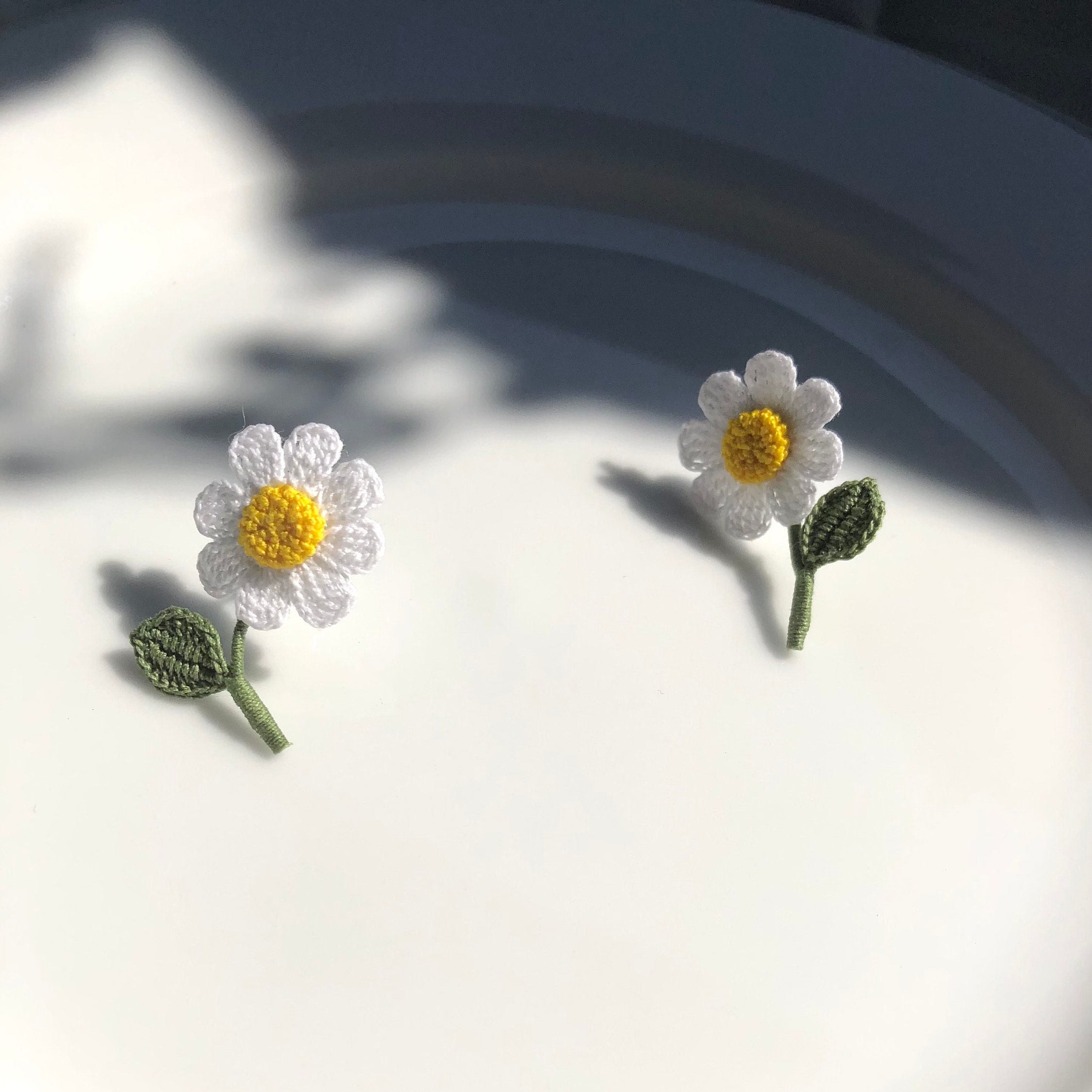 Micro Crochet Daisy Studs Crochet Sunflower Studs Crochet - Etsy