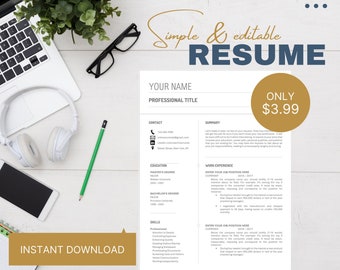2020 Modern Editable Job CV Resume Template for Word Instant - Etsy