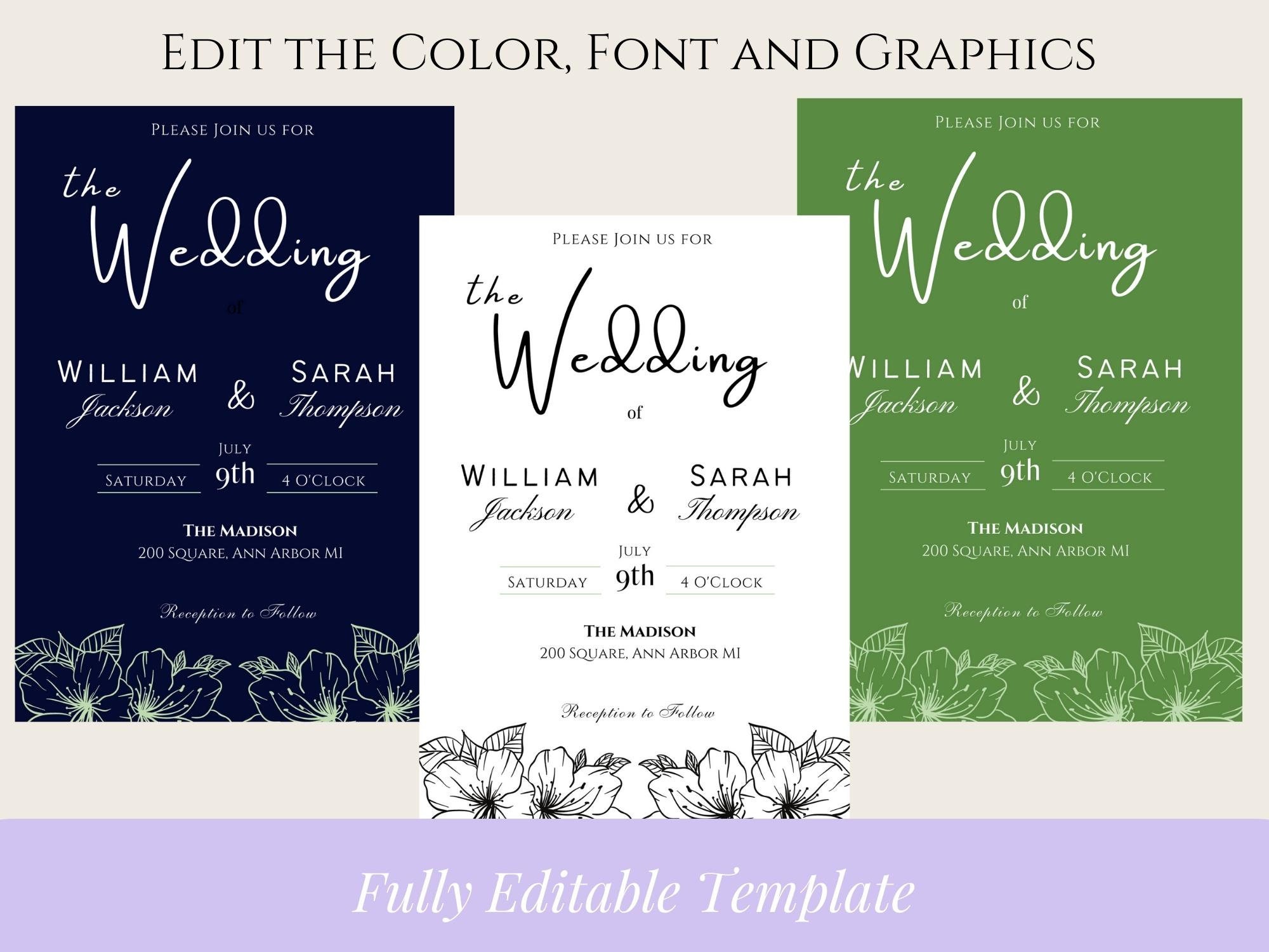 Editable Wedding Invitation Digital Wedding Invitation - Etsy