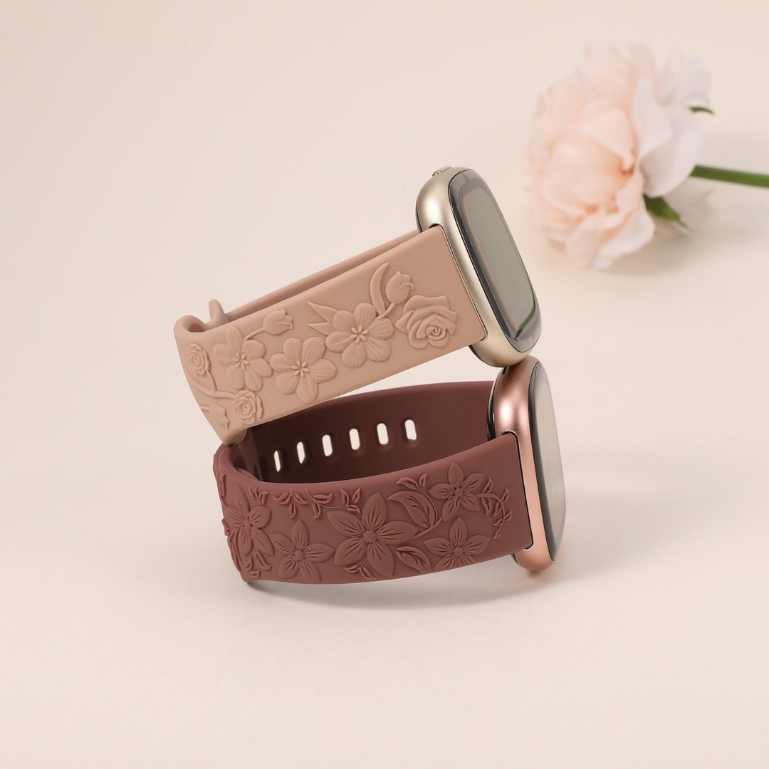 2 Pack Floral Engraved Band for Fitbit Versa 4 Band /versa 3 Band ...