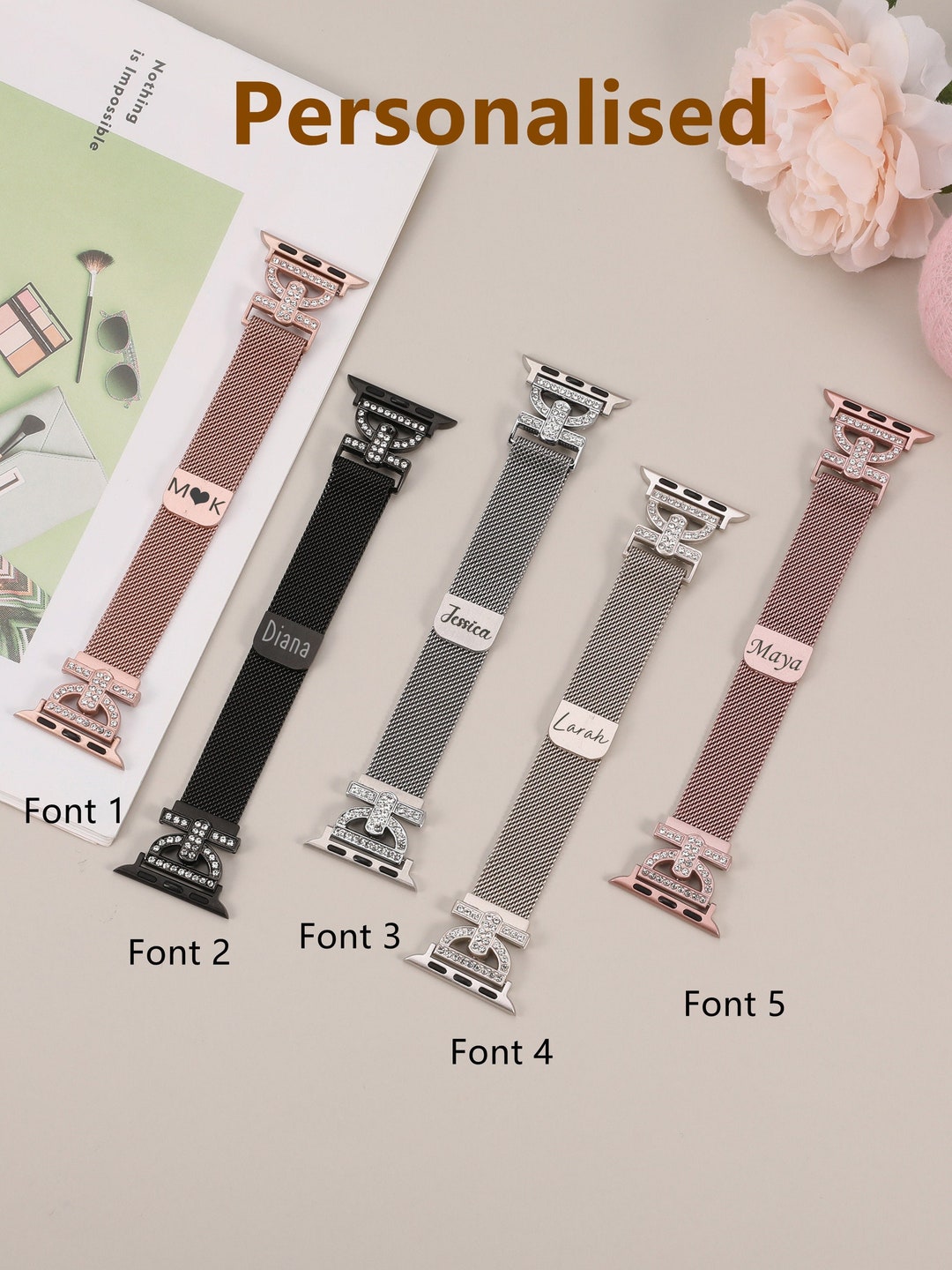 Metal Magnetic Bands for Apple Watch Band 38/40/41/42/44/45/49mm Women ...