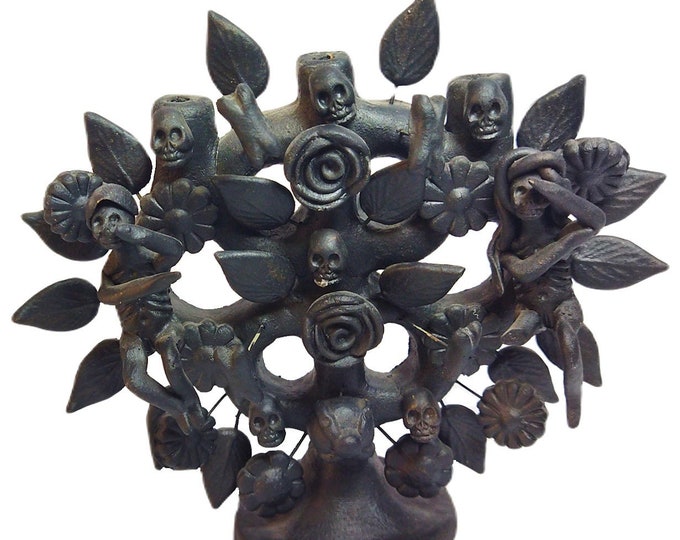 Vintage Mexican Folk Art Tree of Life Pottery Candle Holder - Etsy