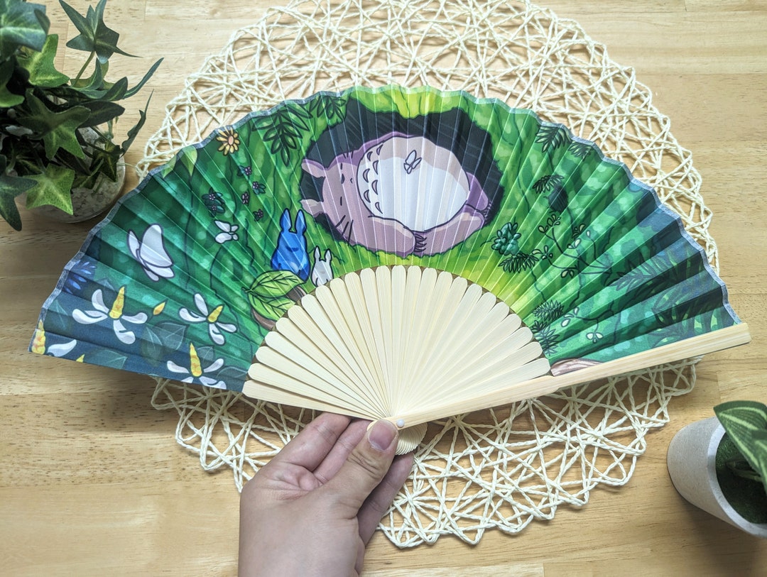 Miyazaki Anime Bamboo Satin Fans - Etsy