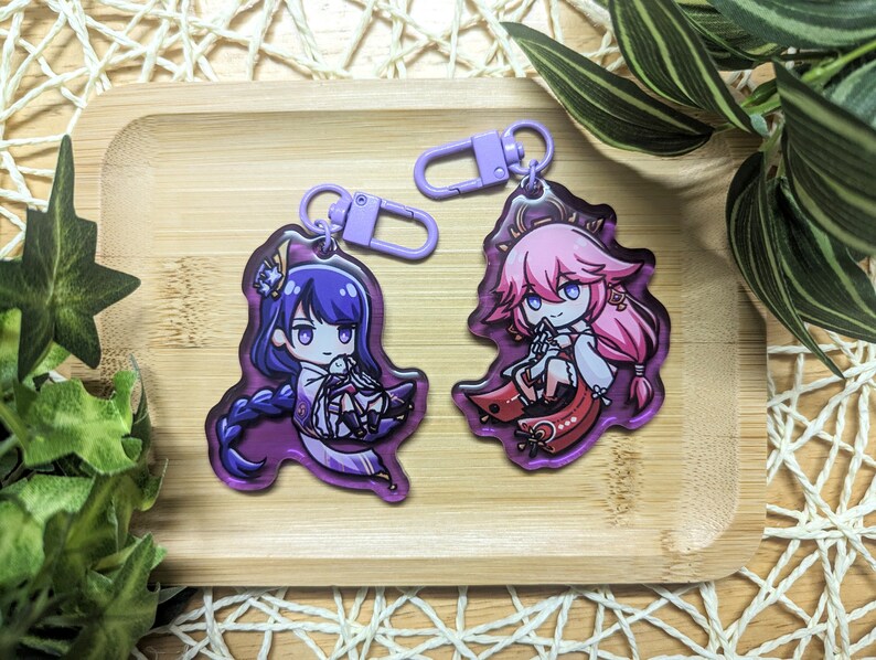 Genshin Electro Character Keychains Inazuma Epoxy Acrylic Charms - Etsy