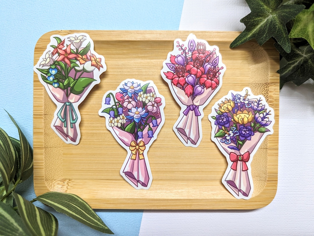 Vinyl Genshin Regional Flower Bouquet Sticker - Etsy