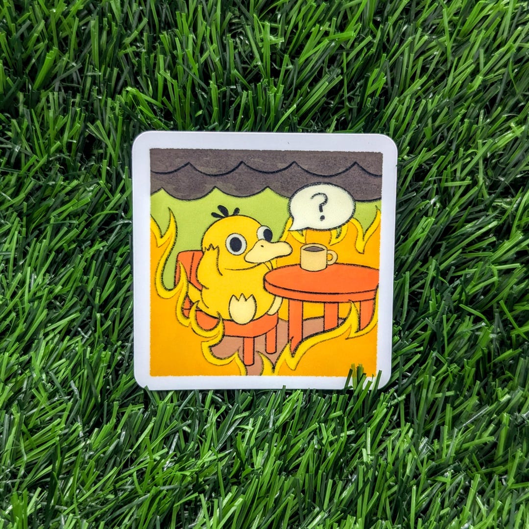 This is Fine Meme | Psyduck | Waterproof Stickers - Etsy