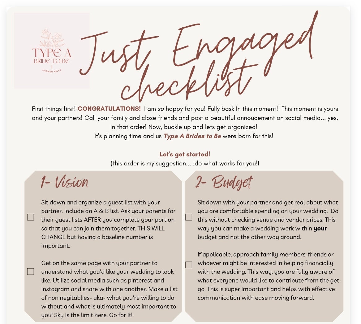 Just Engaged- Wedding Planning- Wedding Checklist- Engaged- Wedding ...