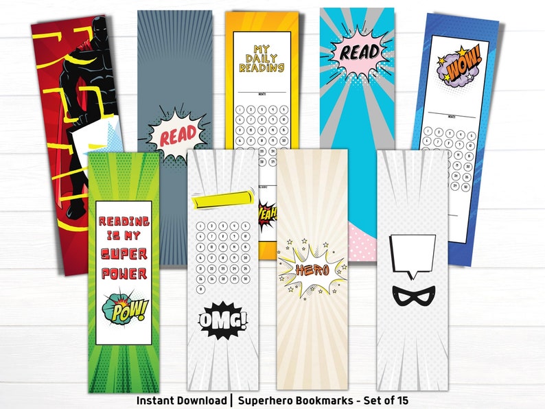 Superhero Bookmark for Kids Printable Bookmarks Bookmark - Etsy