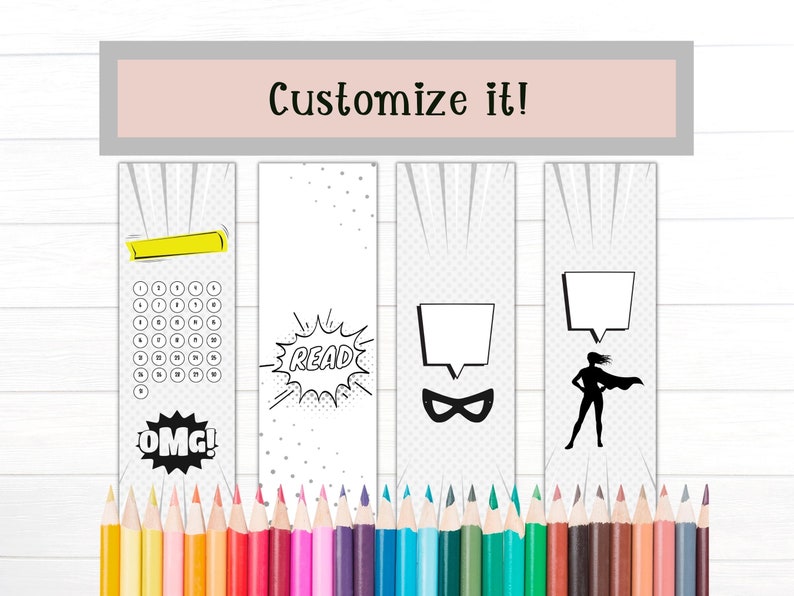 Superhero Bookmark for Kids Printable Bookmarks Bookmark - Etsy