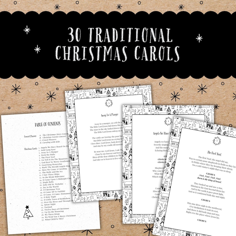 Christmas Carol Songbook Printable Holiday Sing-along Songs Christmas ...