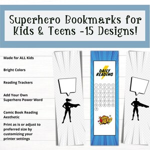 Superhero Bookmark for Kids Printable Bookmarks Bookmark - Etsy