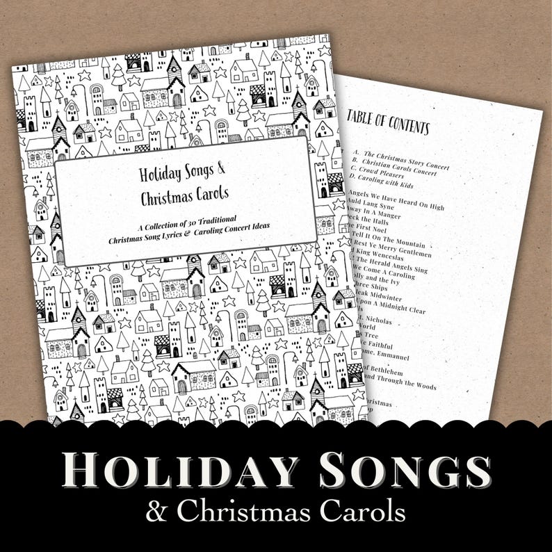 Christmas Carol Songbook Printable Holiday Sing-along Songs Christmas ...