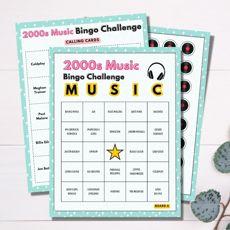 PRINTABLE MUSIC BINGO for Family Game Night Teen Activities Group Party ...