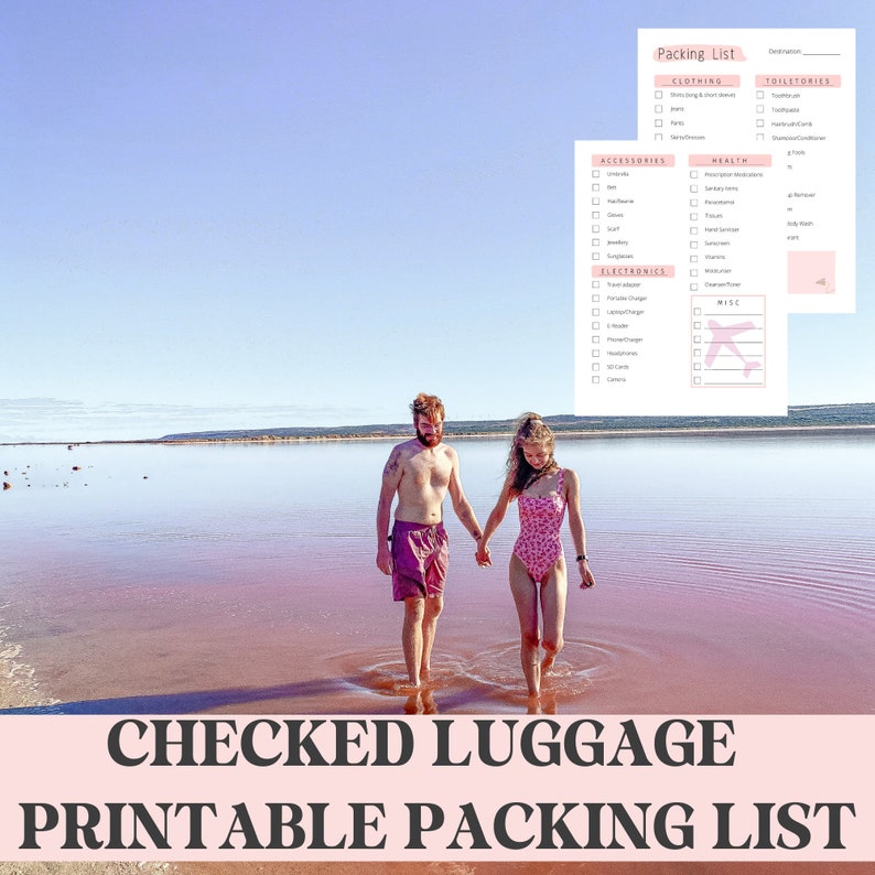 Printable Checked Luggage Travel Packing List | Instant Downloadable ...