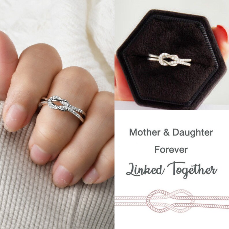 Mother And Daughter Forever Linked Together Infinity Knot Ring Etsy