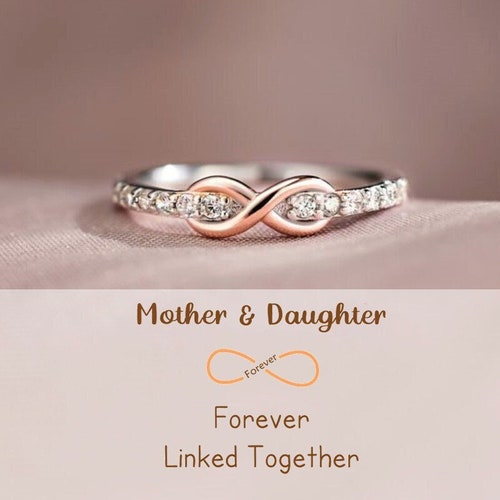 Mother And Daughter Forever Linked Together Infinity Knot Ring Etsy