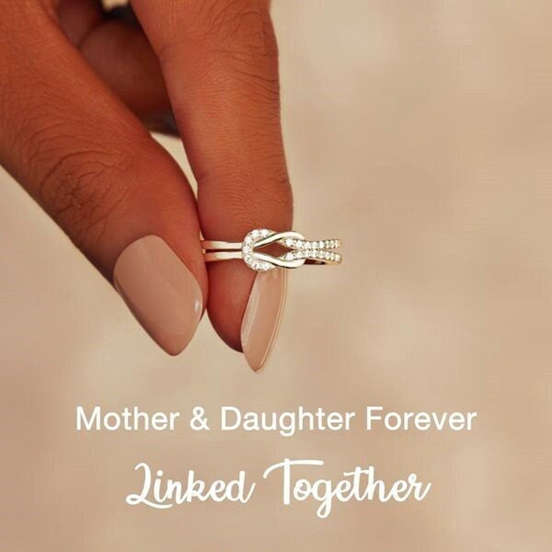 Mother And Daughter Forever Linked Together Infinity Knot Ring Sterling