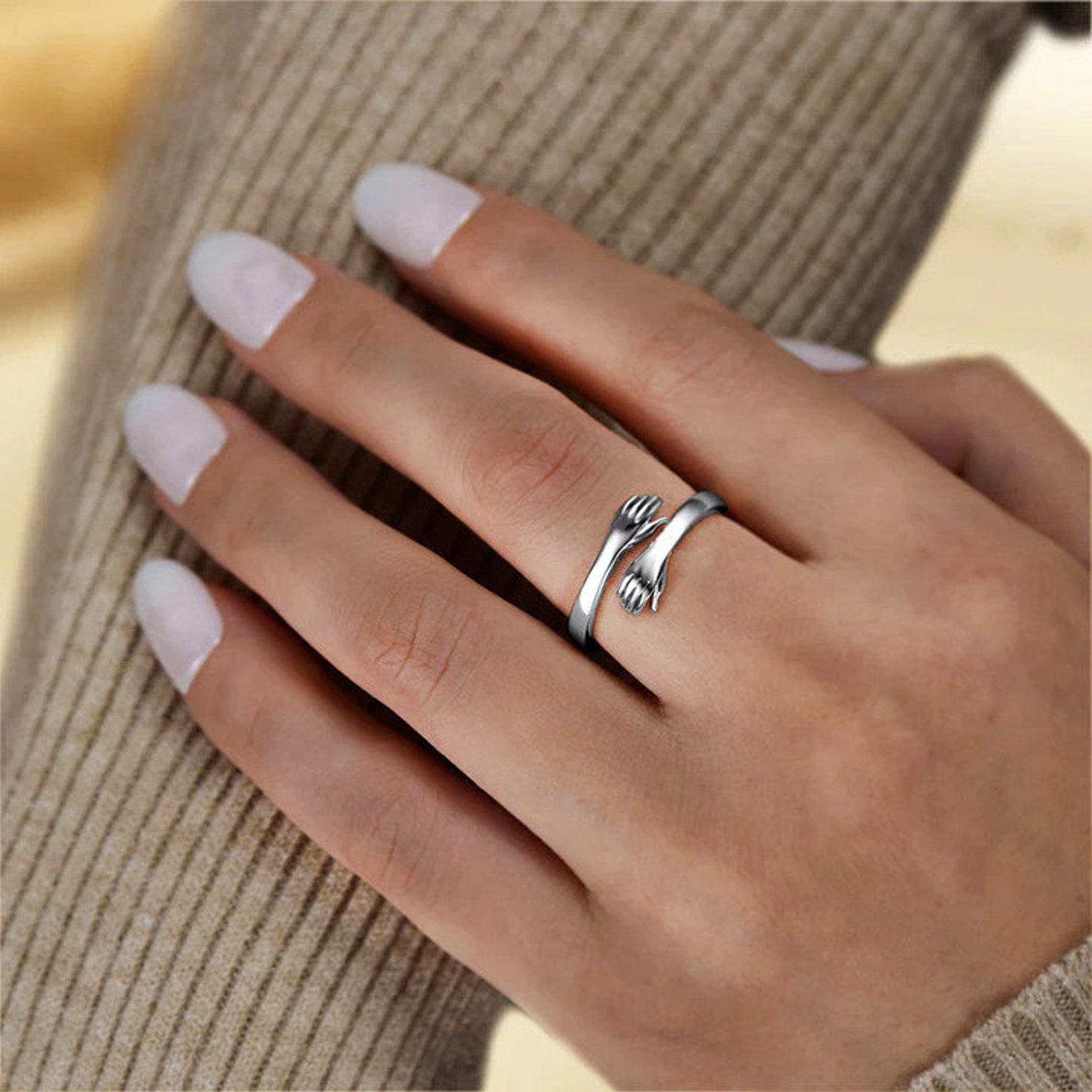A Hug to You Hug Ring Sterling Silver Adjustable Ring - Etsy