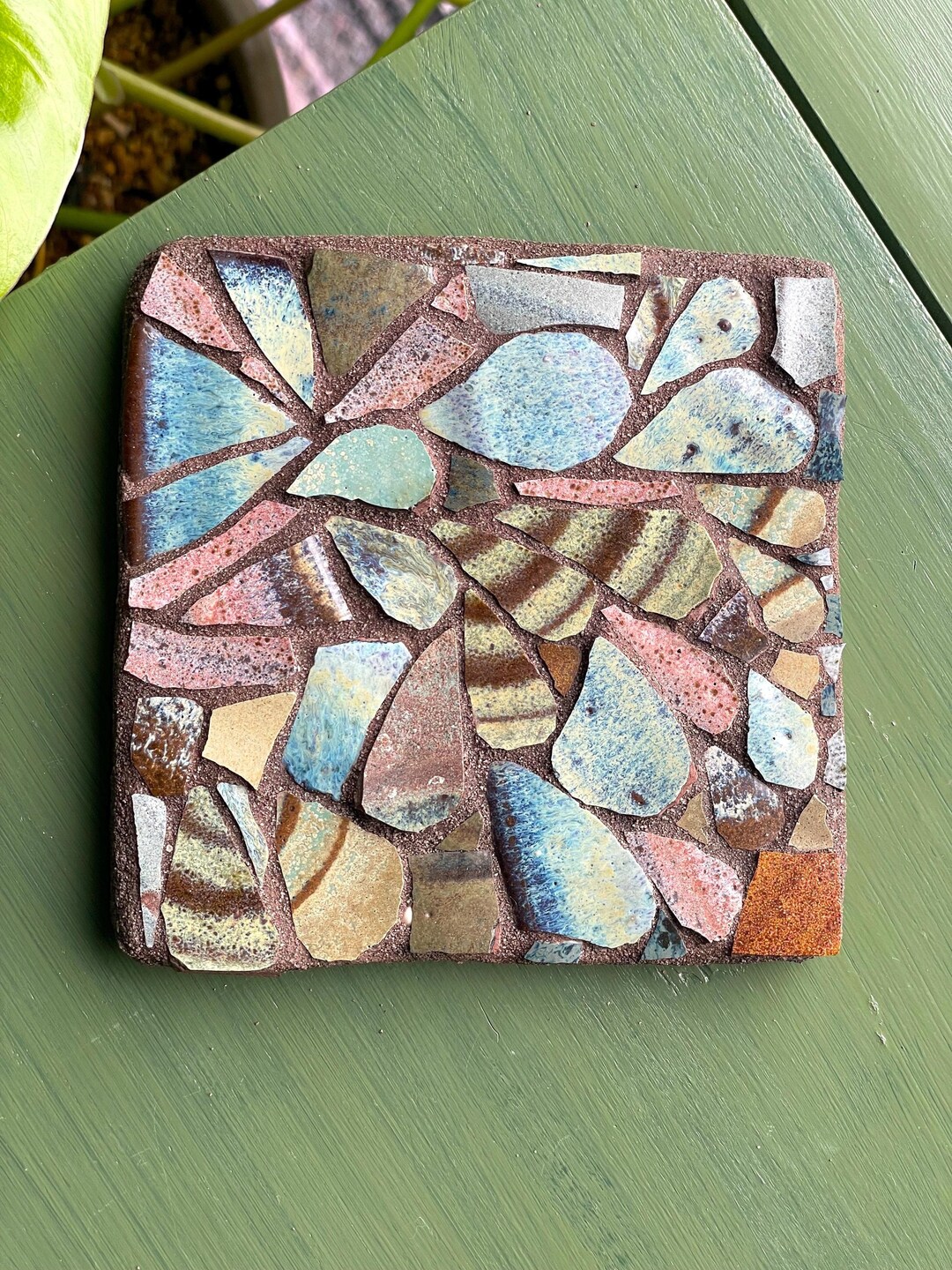 Ceramic Mosaic Tile Coaster, Reclaimed Pottery Tile - Etsy