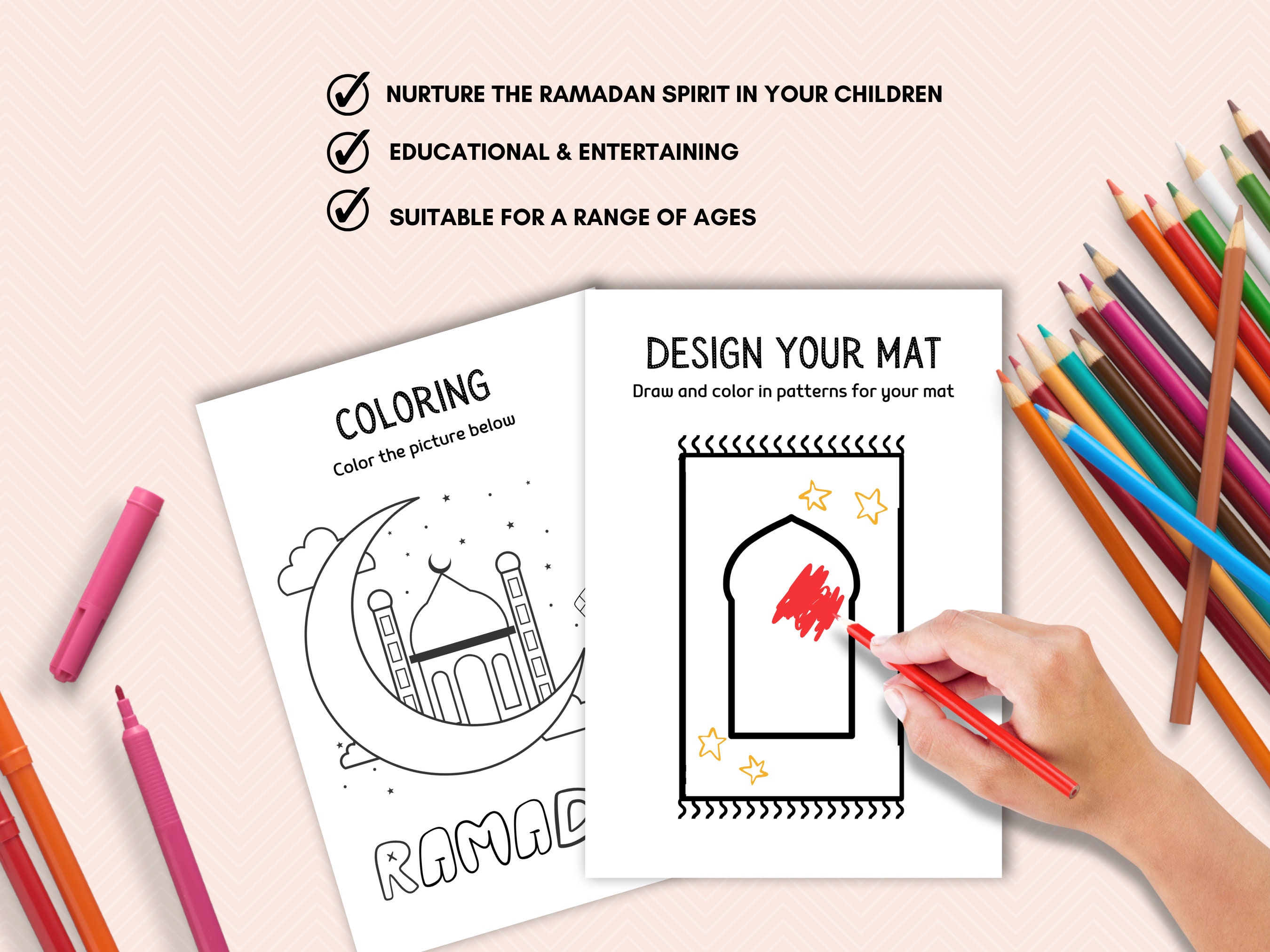 Ramadan Coloring Pack for Kids, Ramadan Mubarak Coloring Pages Learn ...