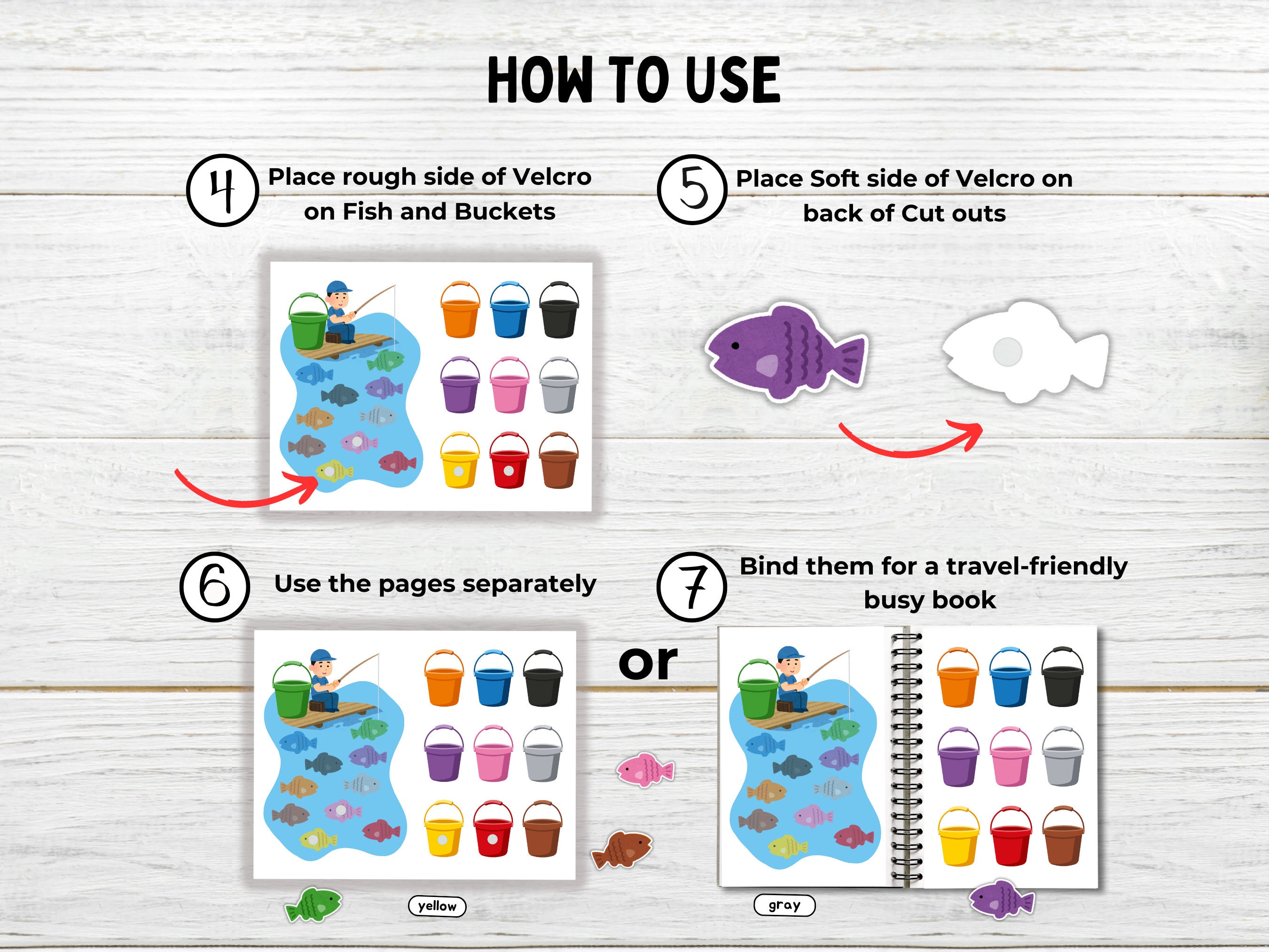 Printable Toddler Color Matching Game Fish Bucket Activity Montessori ...