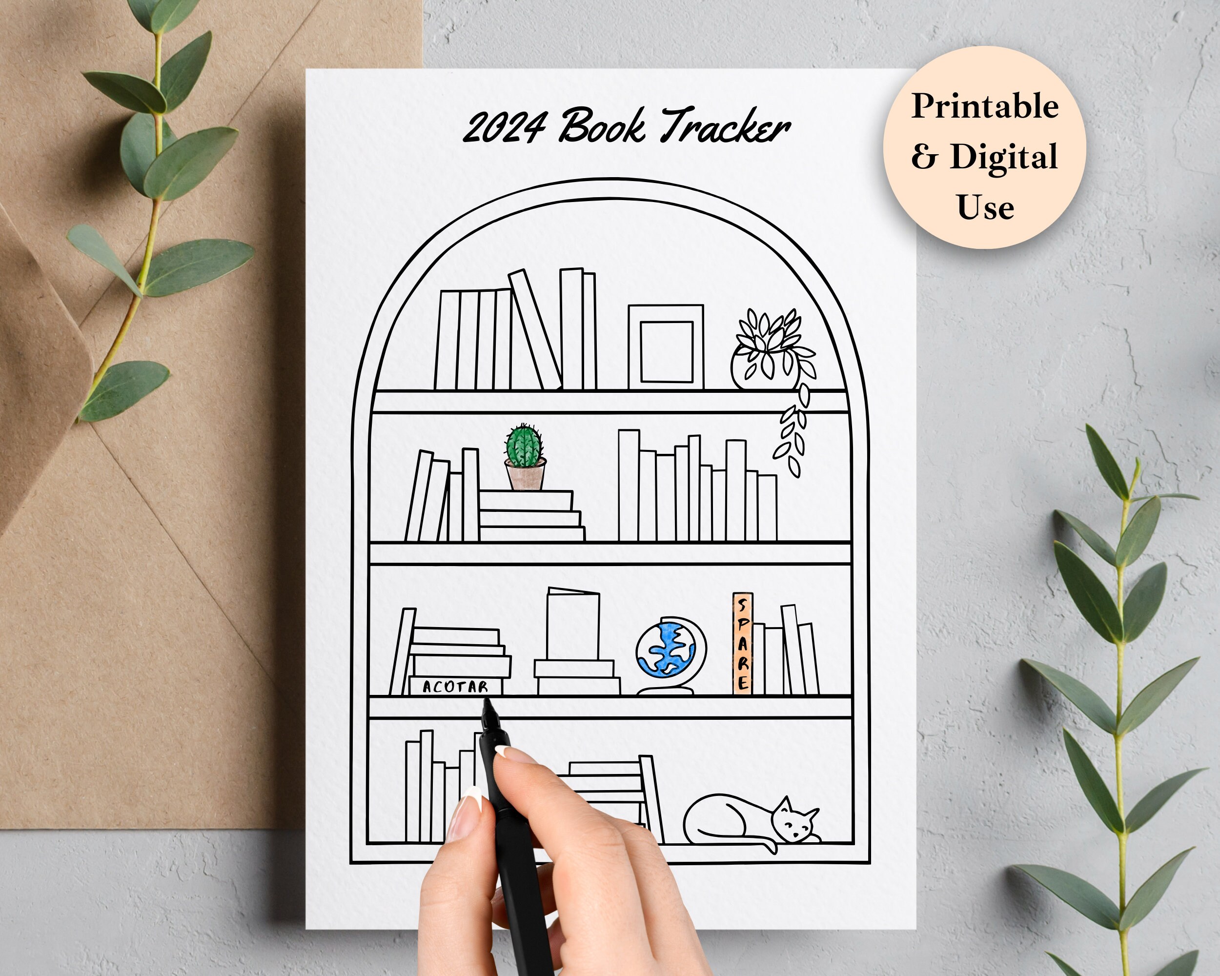 Printable Book Tracker, Book Shelf Reading Log Planner Insert for ...