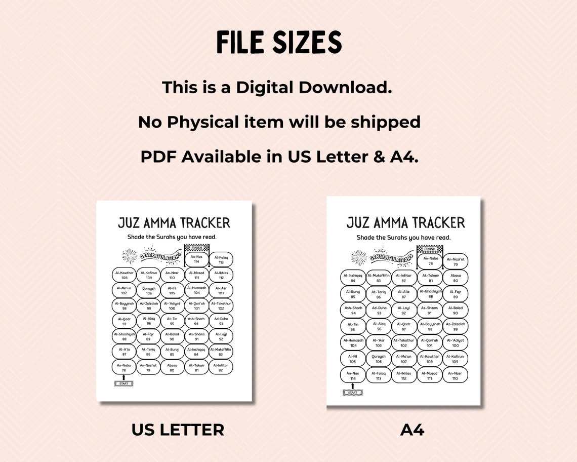 30 Day Ramadan Juz Amma Tracker for Kids, Quran Progress Tracker and ...