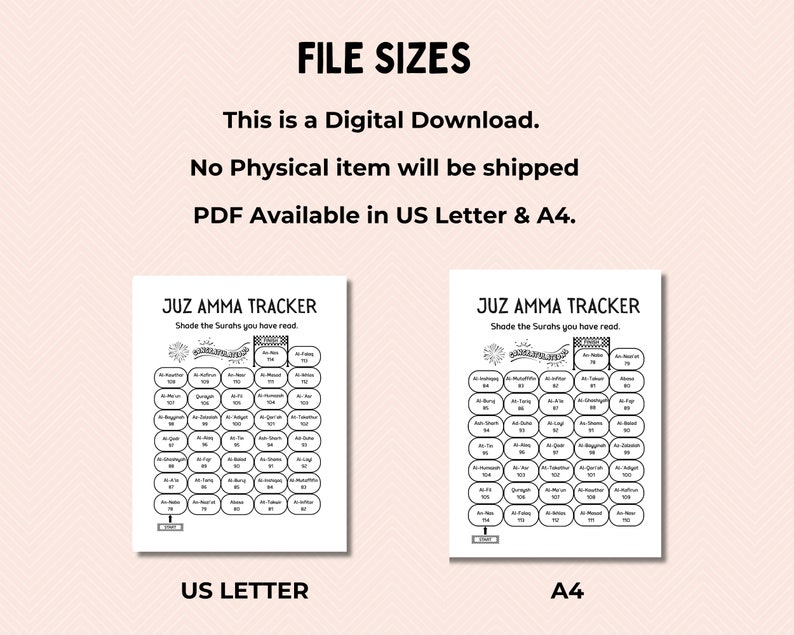 30 Day Ramadan Juz Amma Tracker for Kids, Quran Progress Tracker and ...