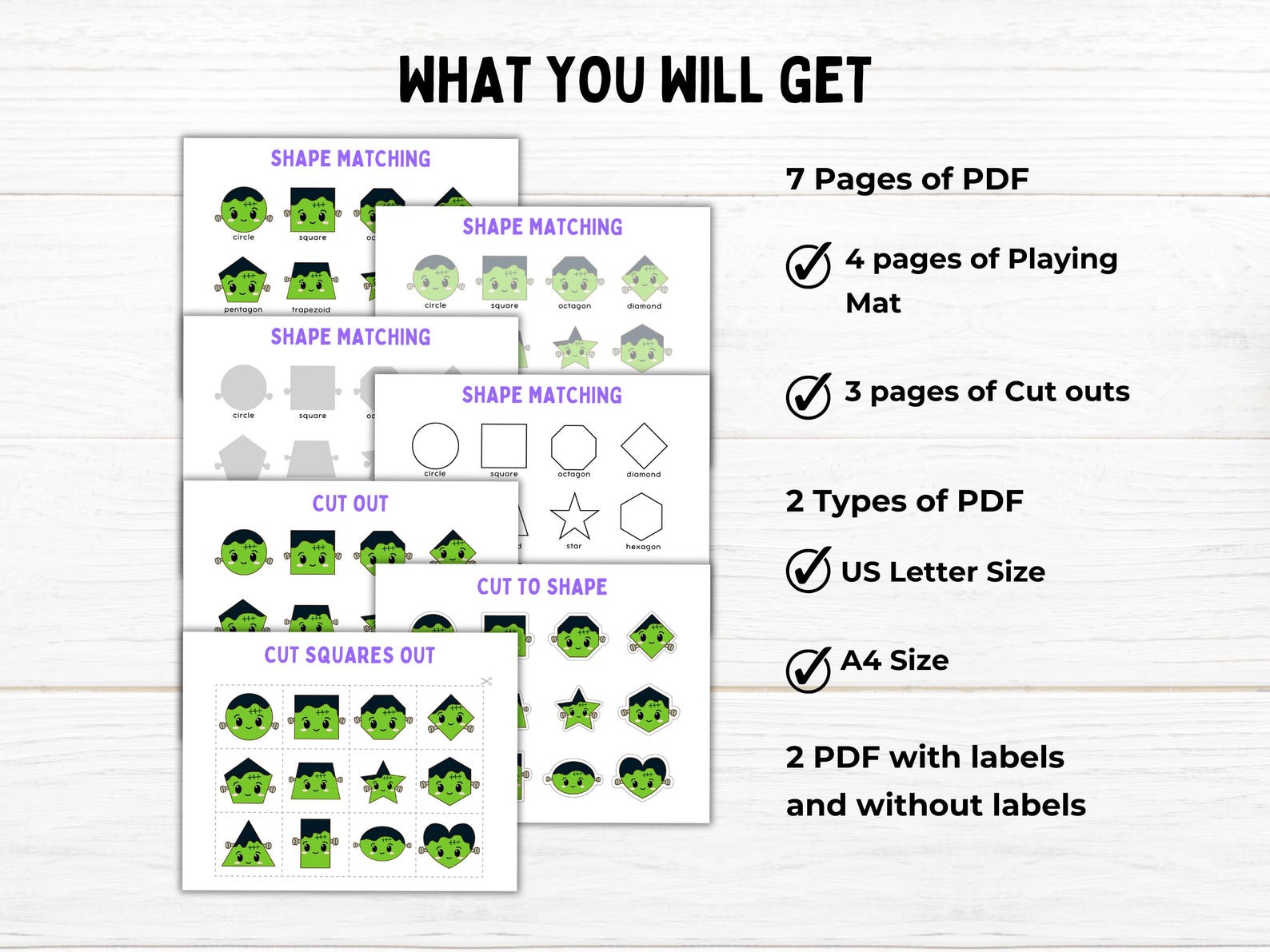 Frankenstein Shape Matching Game Kids Printable Toddler Activity ...