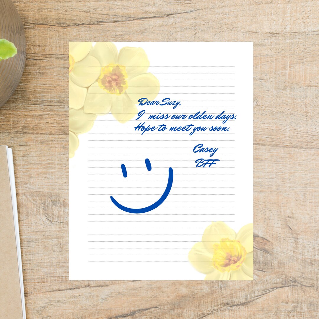 Birth Flower Daffodil Themed Printable Stationary, Printable Writing ...