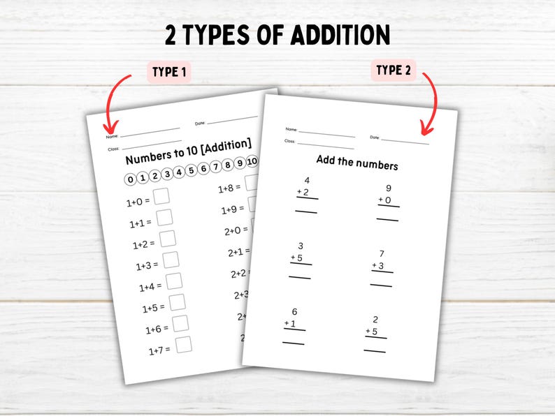 Addition and Subtraction Within 10 Printable Worksheets Fill in the ...