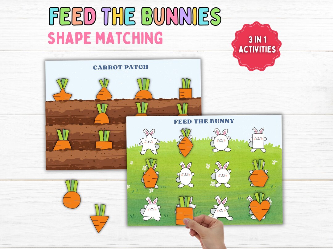 Bunny Activities Spring Rabbit Shape Matching Toddler Busy Book ...