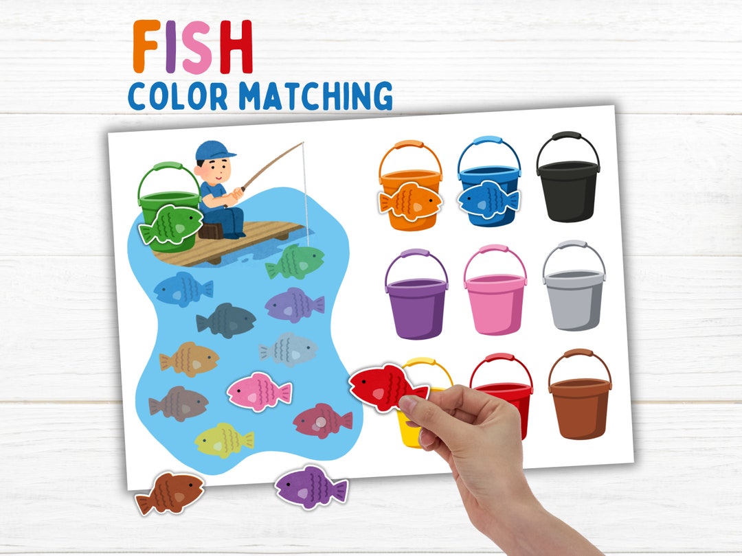 Printable Toddler Color Matching Game Fish Bucket Activity Montessori ...