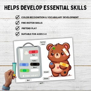 Teddy Bear Bandage Color Matching First Aid Pretend Play Doctor Kit ...