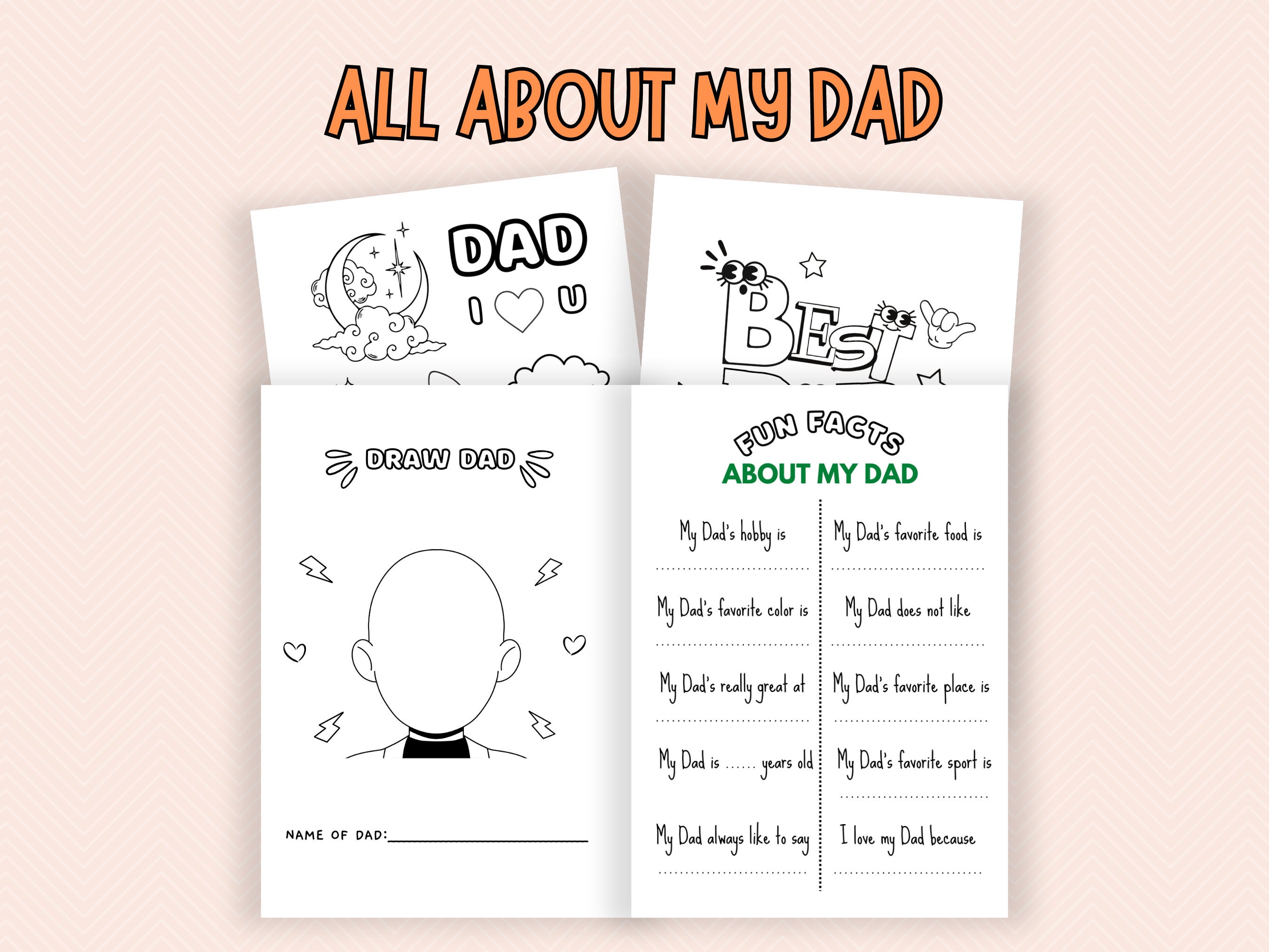 All About My Dad Worksheet Activity for Kids Father’s Day Fill in ...
