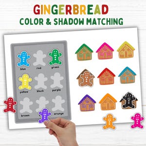 Gingerbread Activity Color Sorting and Shadow Matching for Preschoolers ...