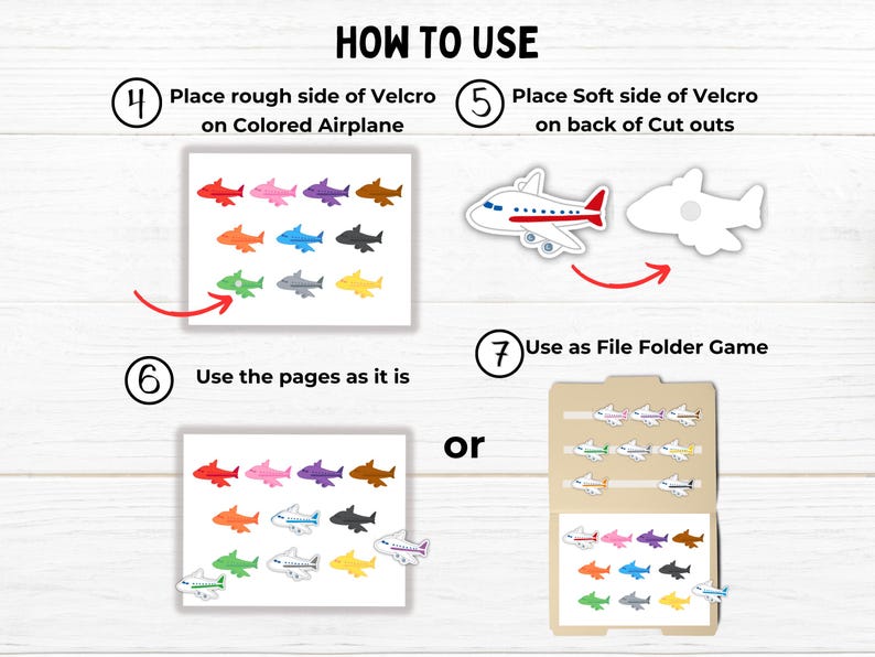 Airplane Color Matching Game Airport Activity Montessori Learning for ...