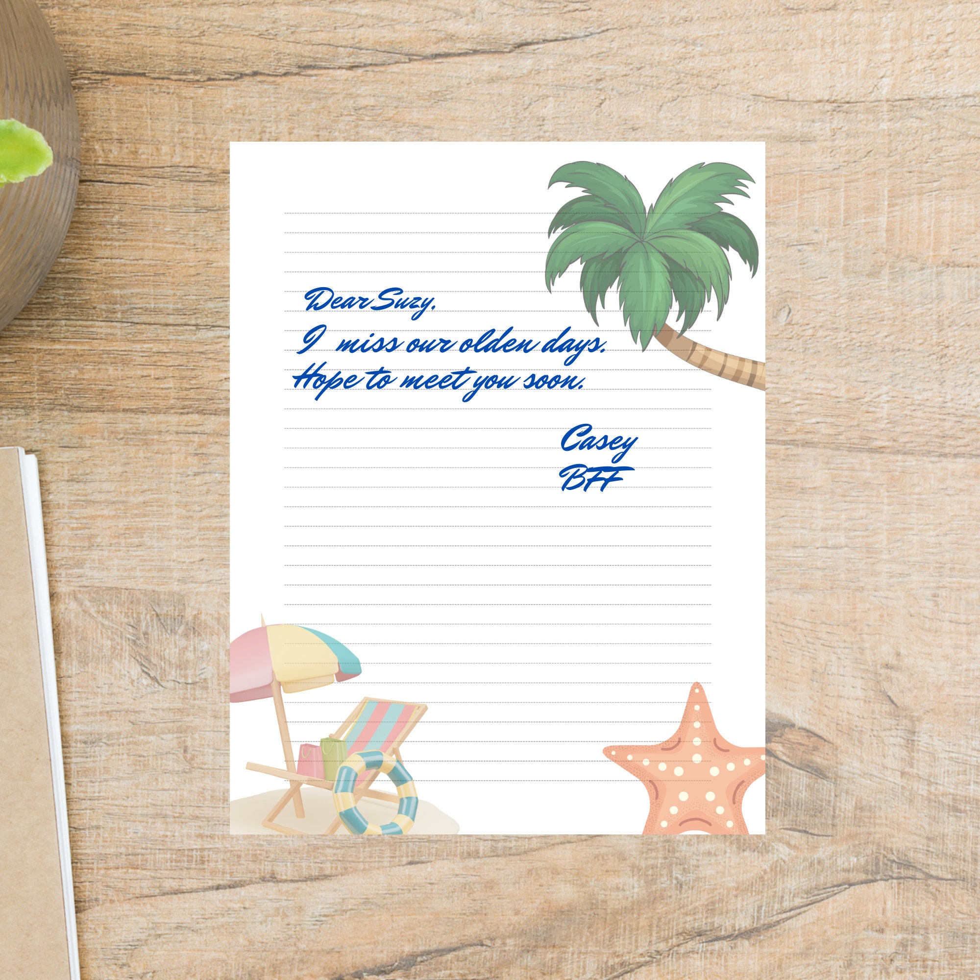 Summer Themed Printable Stationary Printable Writing Paper - Etsy