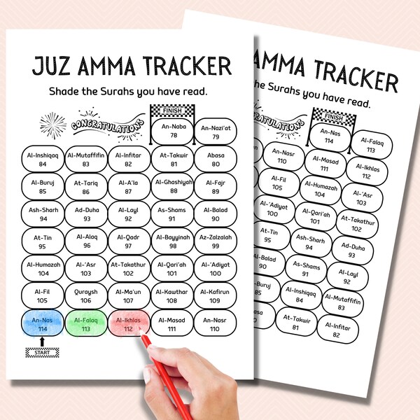 30 Day Ramadan Juz Amma Tracker for Kids, Quran Progress Tracker and ...